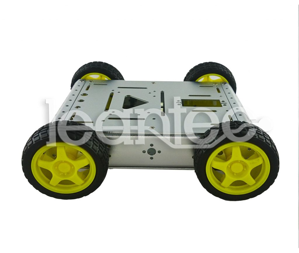 Chasis AL13. Chasis robot 4WD Metálico. Color plateado. – Leantec.ES