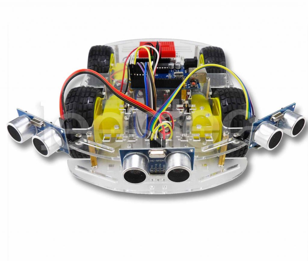 Kit Robot Esquiva Obstáculos 4WD con Arduino UNO y 3 Sensores – Leantec.ES