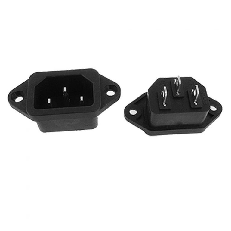 Conector Corriente AC IEC C14 Chasis Macho 10A 250V 3 pines Negro ...