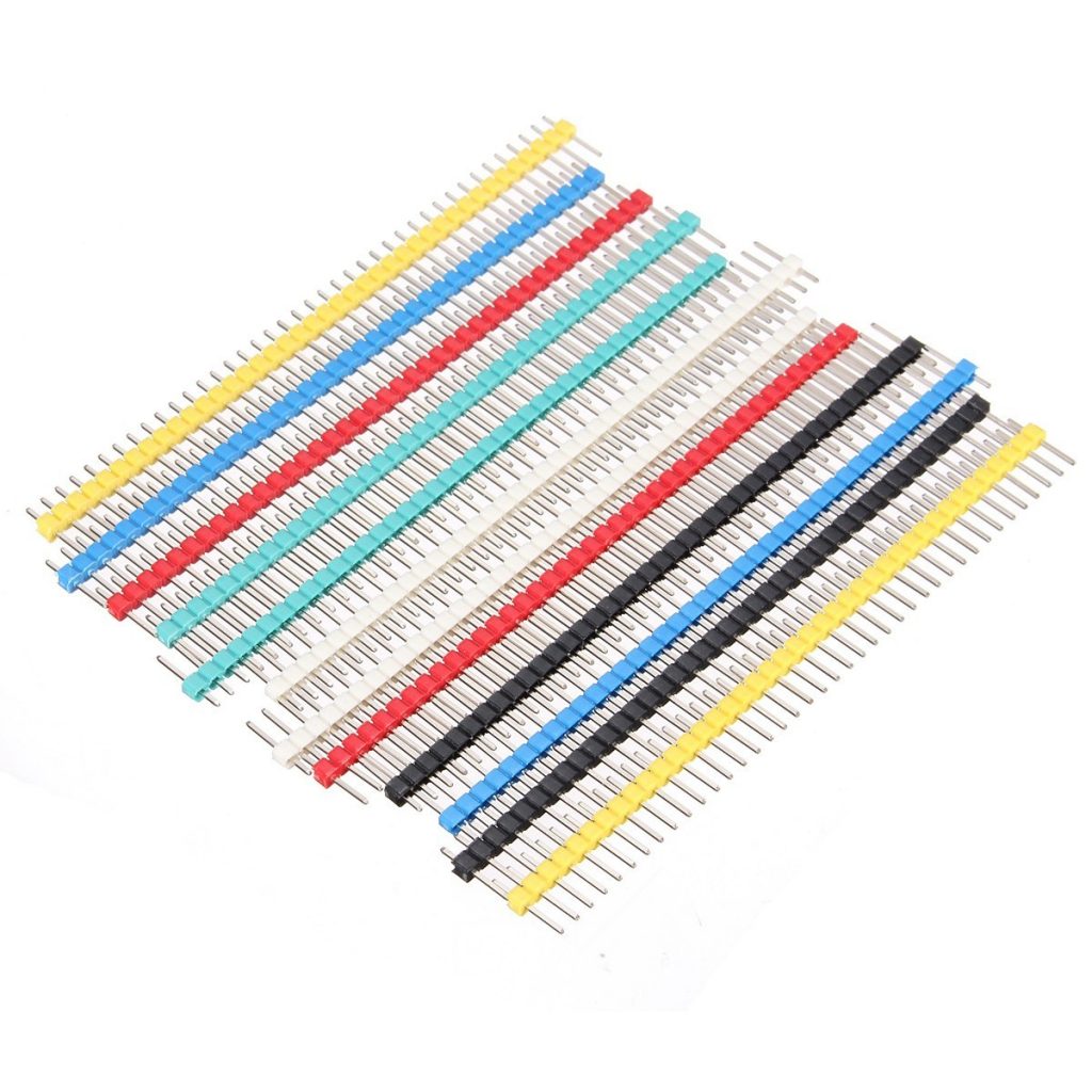 Kit 5 Tiras de Pines Macho 1×40 para Protoboard, Colores Surtidos – Leantec.ES